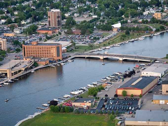 From above, Oshkosh and its waterfront tell the story of a city that genuinely loves where it lives.