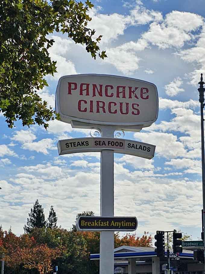 Breakfast Anytime on that roadside sign isn't a suggestion. At Pancake Circus, it's practically a way of life.