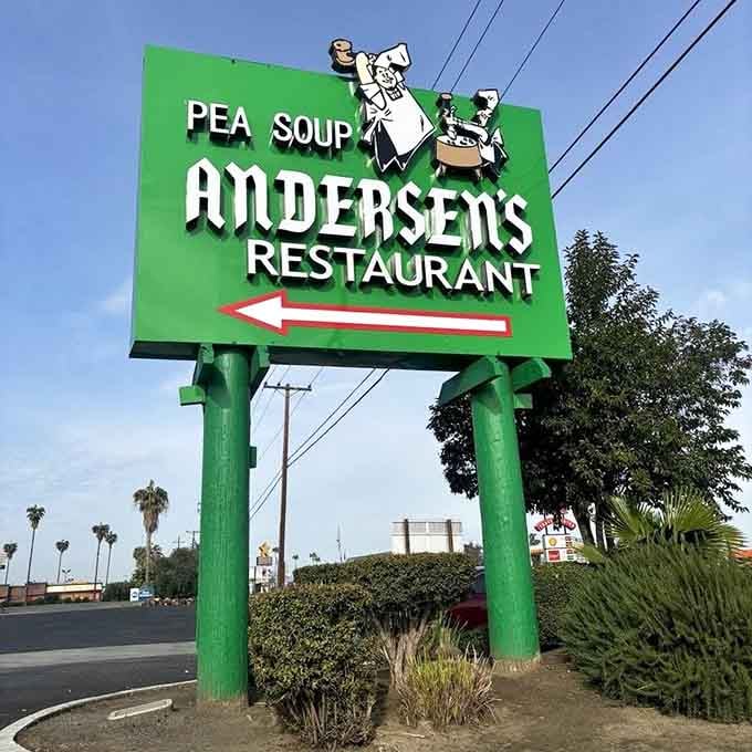 That bold green sign with the arrow pointing left is the most welcome sight on a long stretch of California highway.