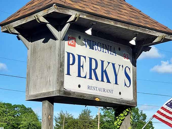 That wooden sign styled like a Virginia license plate is the most charming roadside invitation in all of Campbell County.