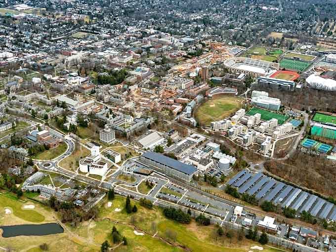 From above, Princeton looks like someone carefully arranged a postcard, then decided to let actual people live there.