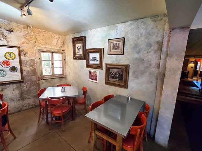 Vintage photographs line the walls, connecting today's diners with generations of meals served in these historic stones.