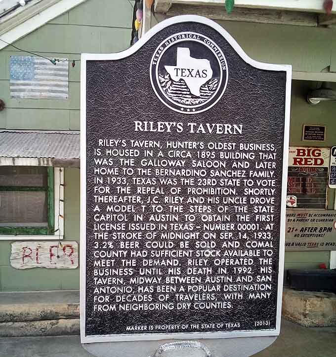 The Texas Historical Commission doesn't hand out markers to just anyone. Riley's Tavern earned this one fair and square.
