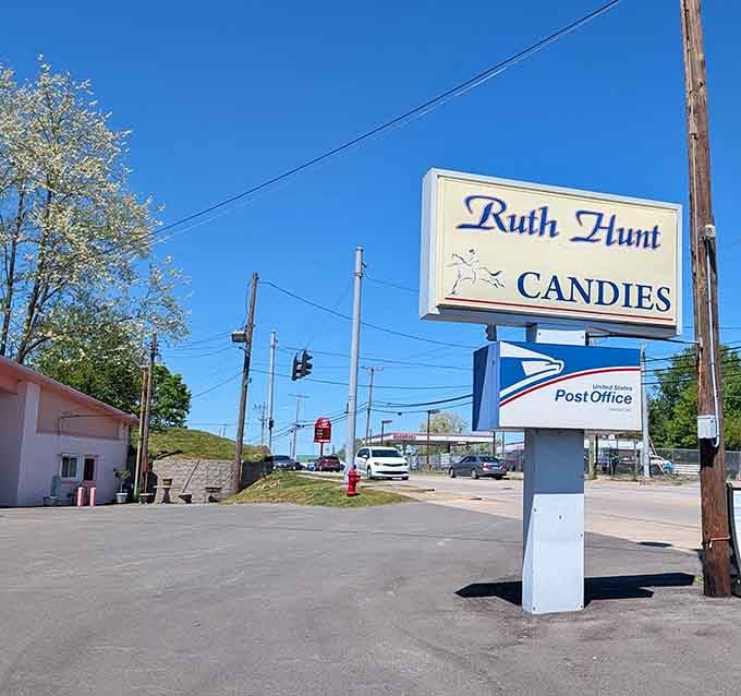 That roadside sign has been guiding sweet-toothed travelers toward happiness for generations, and it's still doing its job beautifully.
