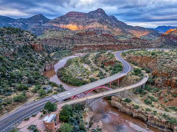 From above, those hairpin turns look like someone dropped a ribbon into the canyon and it landed perfectly.