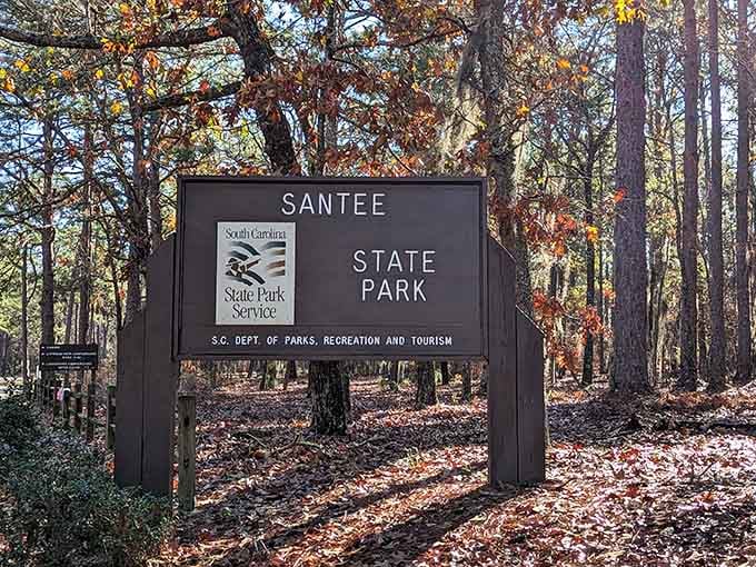 This sign marks the entrance to your new favorite place, where sleeping over water becomes your new normal.