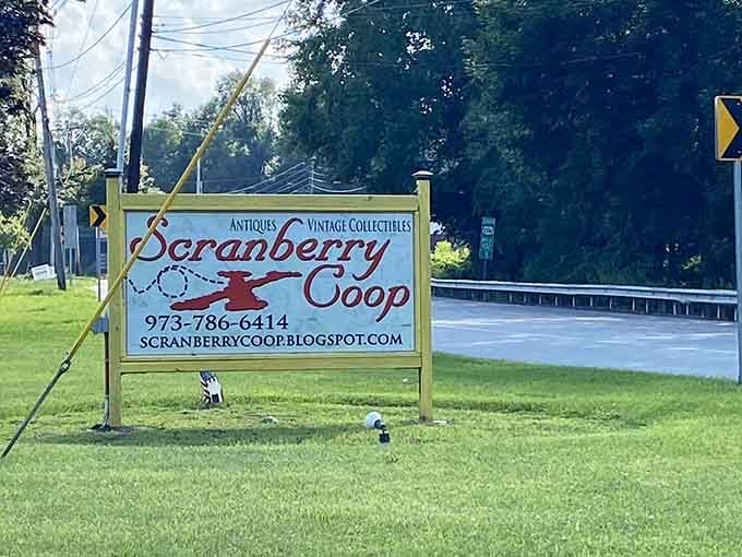 The sign out front says it all, antiques, vintage, collectibles, and one very good reason to pull over immediately.