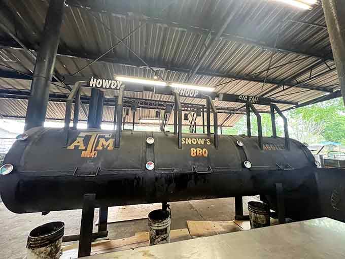 That massive black smoker decorated with "Howdy" and "Whoop" has been quietly responsible for some of the best BBQ in Texas.