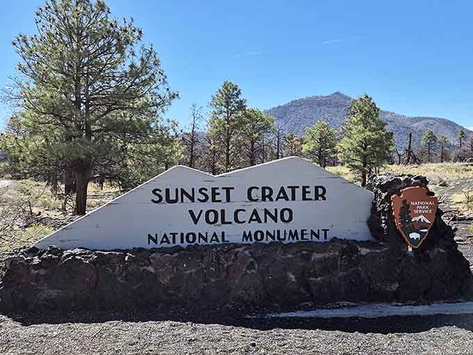 That iconic entrance sign, framed by lava rock and ponderosa pines, is your official welcome to somewhere extraordinary.