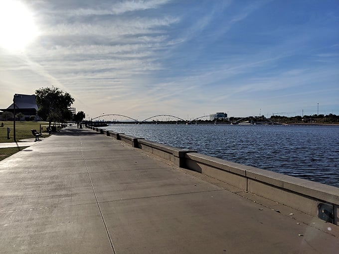 A quiet waterfront walk with a view like this is basically nature's version of a standing ovation.