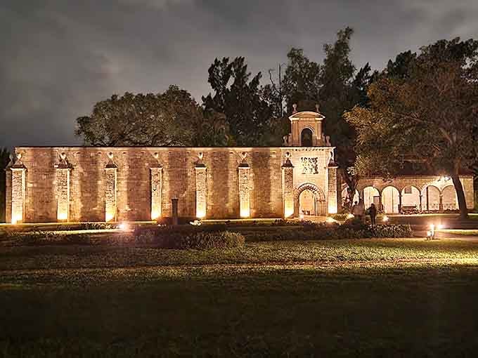 At night, the monastery glows like something out of a fairy tale, except this one is completely real.