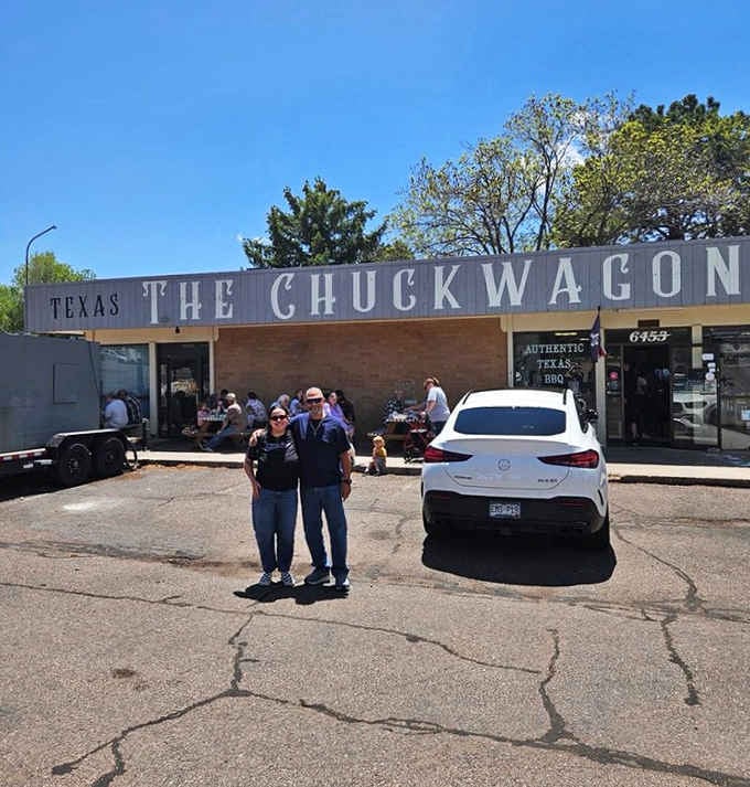 Two proud people, one great BBQ spot. The Chuckwagon's story is written right there on their faces.