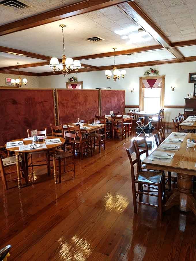 Long wooden tables, rush-seat chairs, and polished floors that have hosted thousands of happy, well-fed people.
