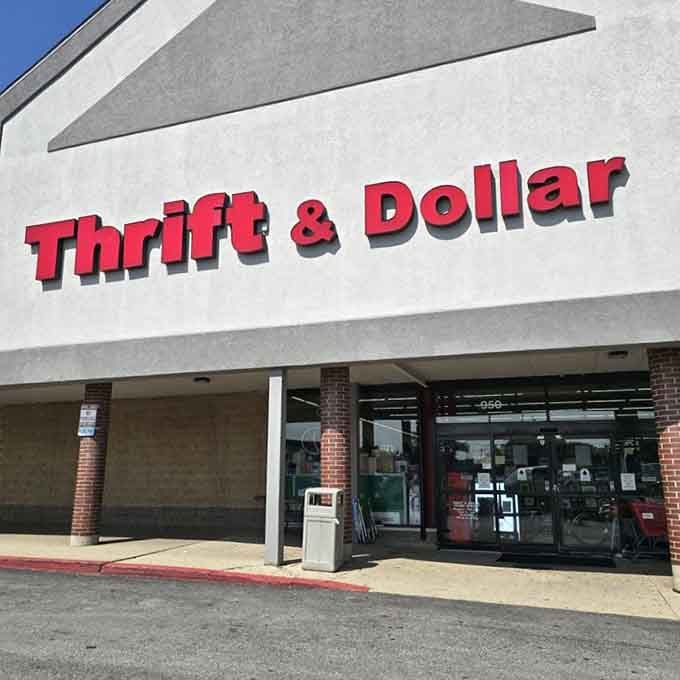 The welcoming entrance of Thrift & Dollar Inc in Aurora, where every single visit promises something completely unexpected inside.