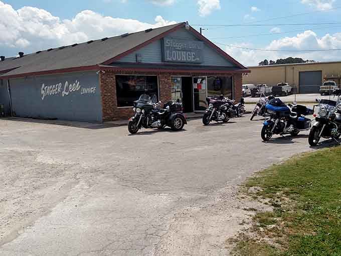 A row of Harleys parked outside Stagger Lee's Lounge tells you everything you need to know before you even walk in.