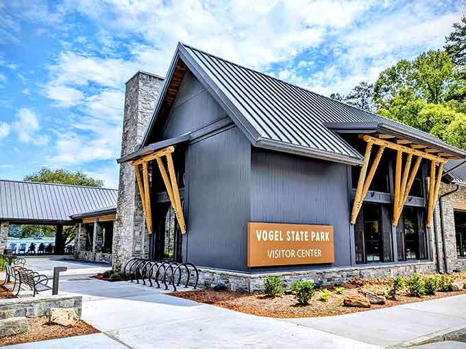 The Vogel State Park Visitor Center looks sharp enough to make you feel genuinely welcomed before you even walk in.