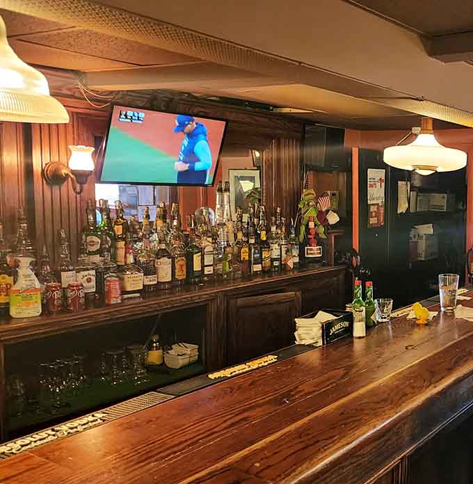 A well-stocked bar with a game on the TV overhead, Wag's bar area is the kind of spot you settle into and stay awhile.