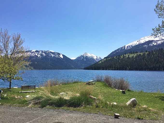 Picnic tables with million-dollar views come standard issue at Wallowa Lake, no reservations required for this dining experience.