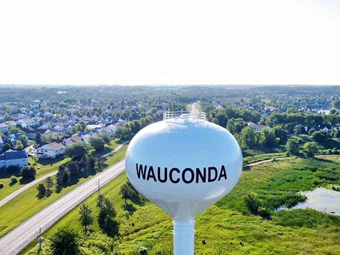 From up here, Wauconda looks exactly like the kind of town you'd invent if someone asked you to design the perfect place to live.