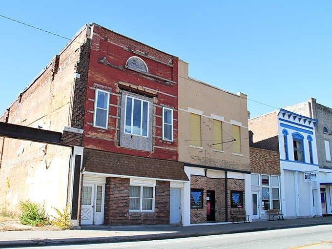 These downtown facades tell the whole story of White Hall, grit and grace sharing the same block since forever.