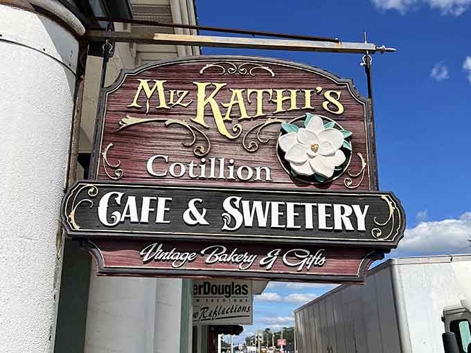 Miz Kathi's Cotillion Cafe and Sweetery. That sign alone deserves a moment of respectful appreciation.