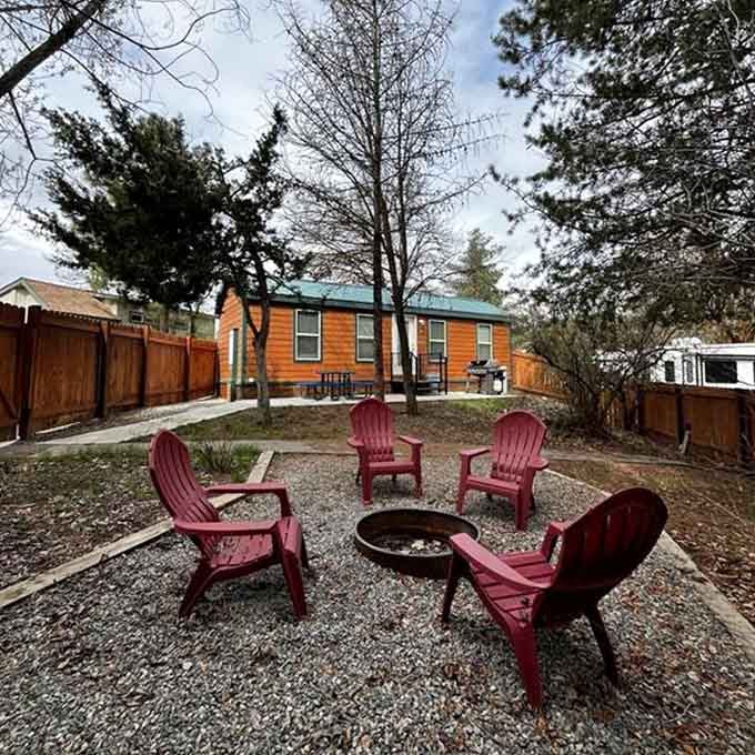 Fire pits and Adirondack chairs create the perfect setting for s'mores, stories, and spectacular stargazing sessions.