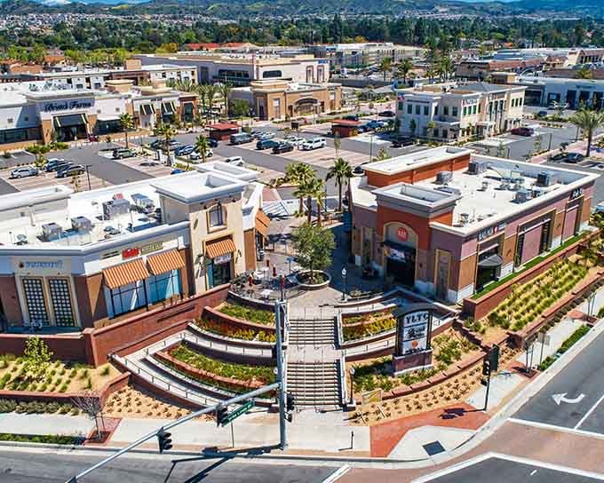 Terraced landscaping, open plazas, and shops you actually want to visit. The Yorba Linda Town Center is proof that retail doesn't have to feel exhausting.