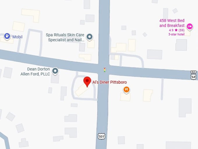 16. al's diner pittsboro's map