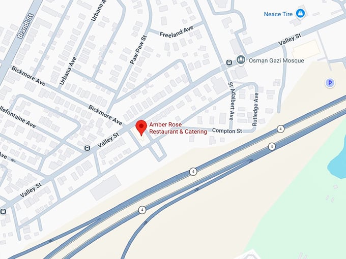 16. amber rose restaurant & catering map
