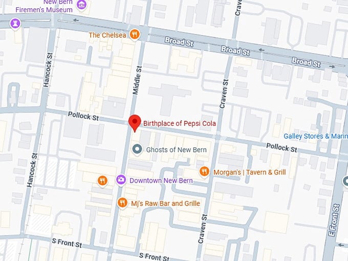 16. birthplace of pepsi cola map