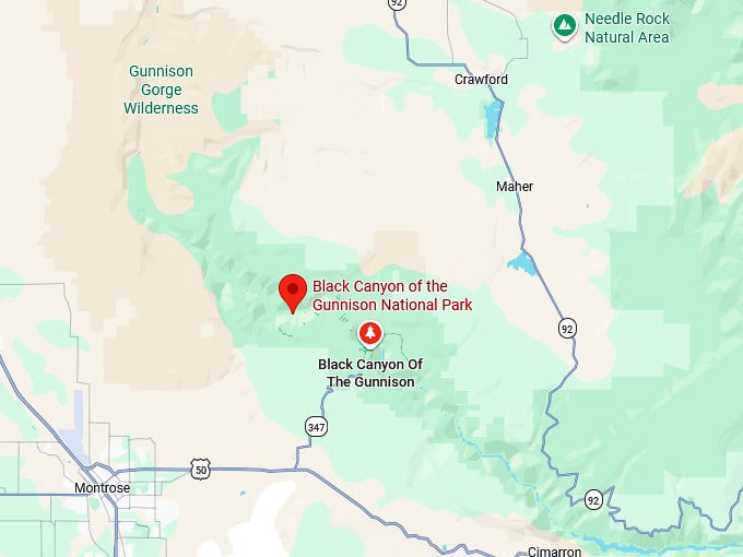 16. black canyon of the gunnison national park map