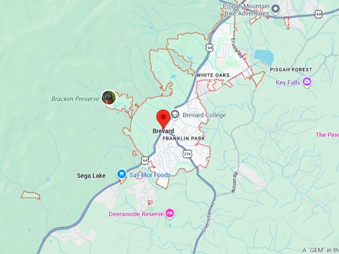 16. brevard, nc map