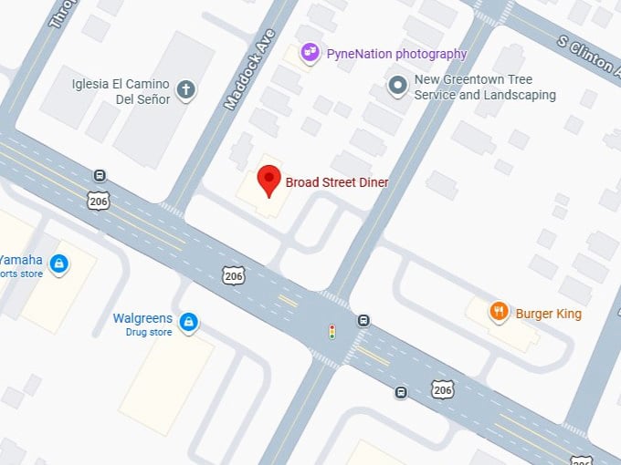 16. broad street diner's map
