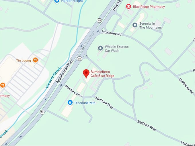 16. bumblebees cafe blue ridge map