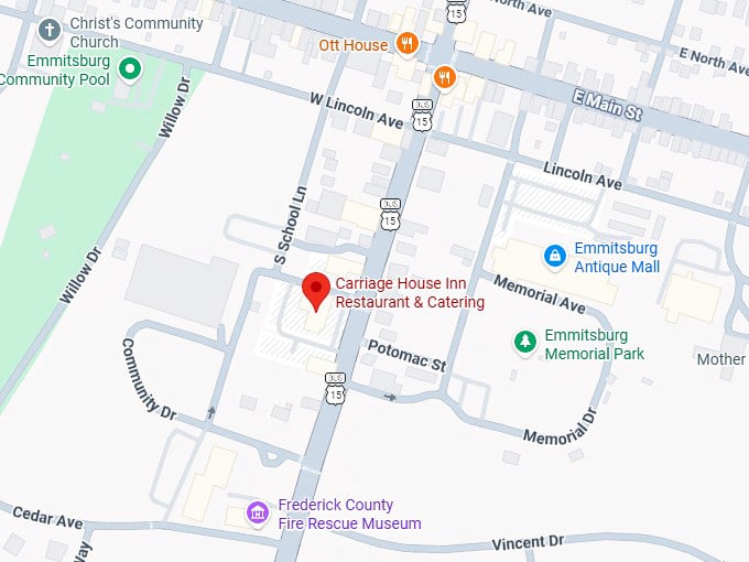 16. carriage house inn restaurant & catering map