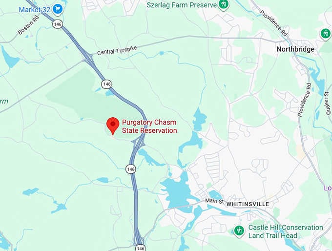 16. charley's loop trail in purgatory chasm state reservation map