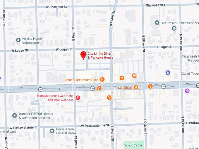 16. city limits diner & pancake house map