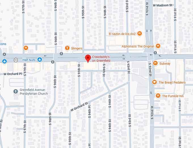 16. crawdaddy's on greenfield map