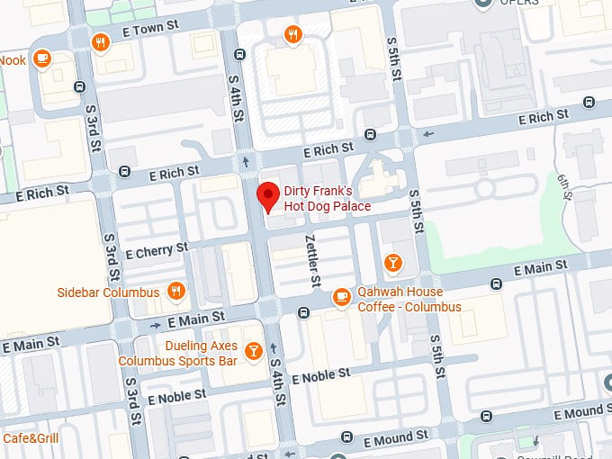 16. dirty frank's hot dog palace map
