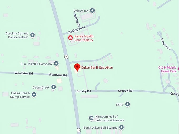 16. dukes bar b que aiken map