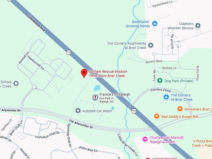16. durham rescue mission thrift store brier creek (10701 glenwood ave) map