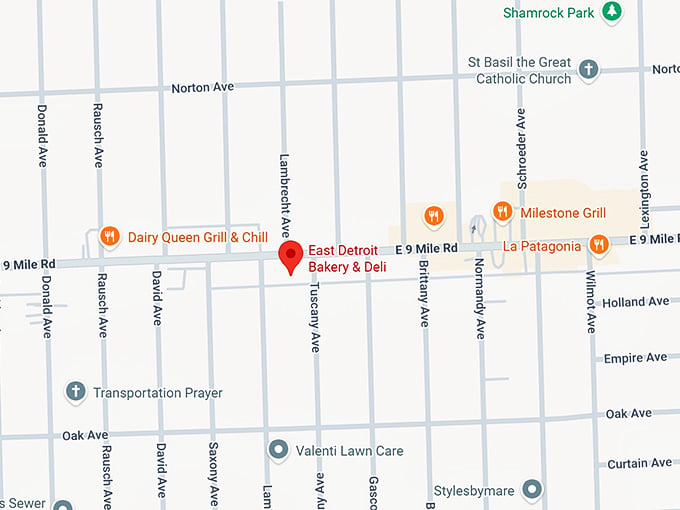 16. east detroit bakery & deli map
