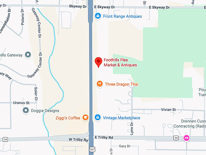 16. foothills flea market & antiques map