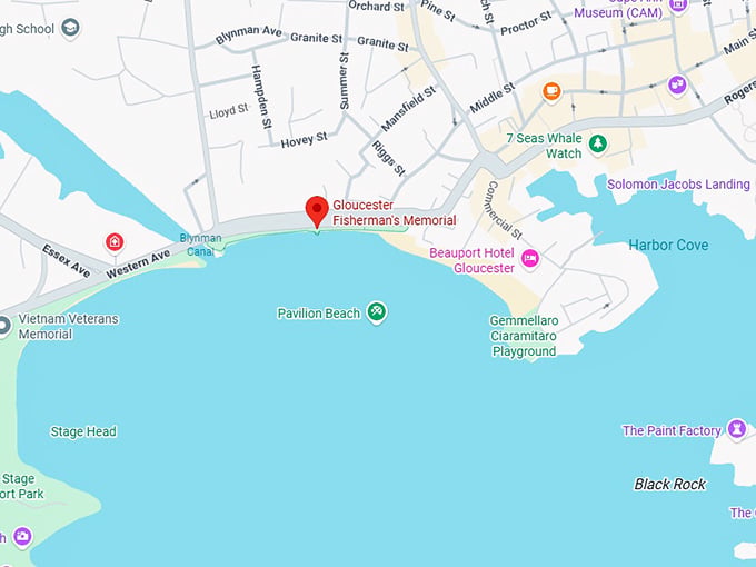 16. gloucester fisherman's memorial map
