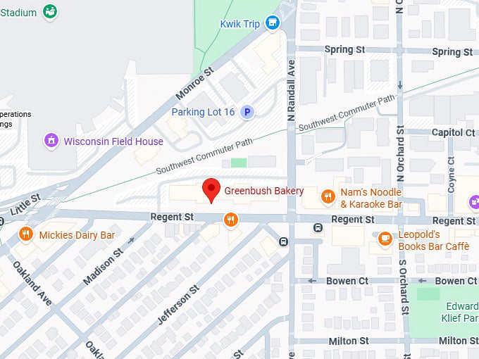 16. greenbush bakery (1402 regent st.) map