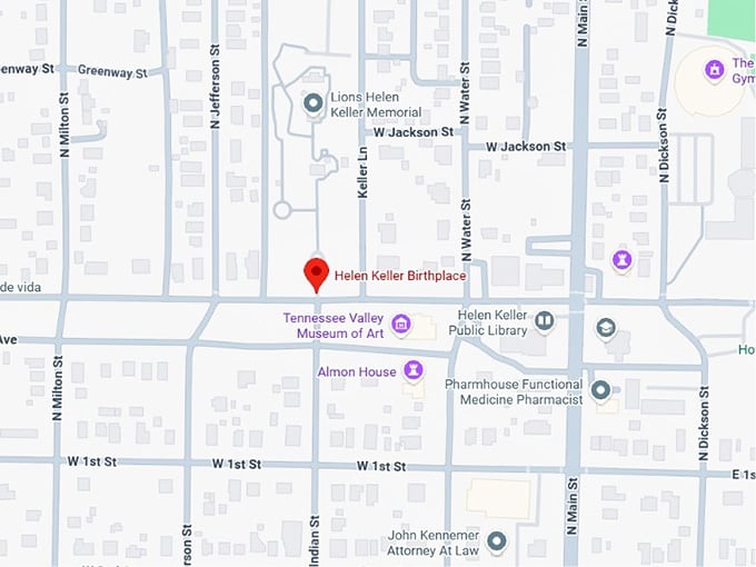 16. helen keller birthplace map
