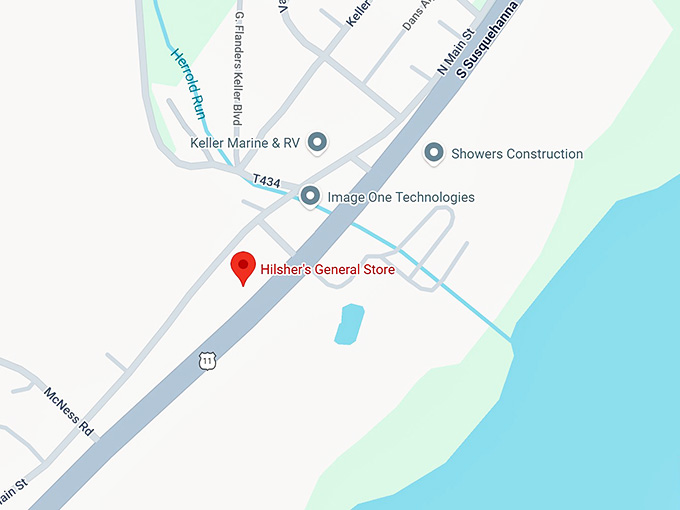 16. hilsher's general store map