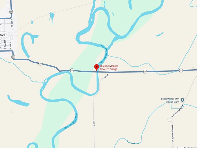 16. historic medora covered bridge map