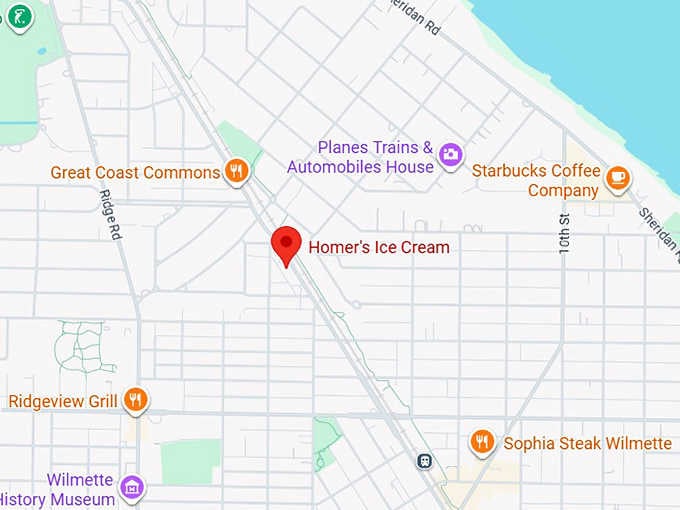 16. homer's restaurant & ice cream map