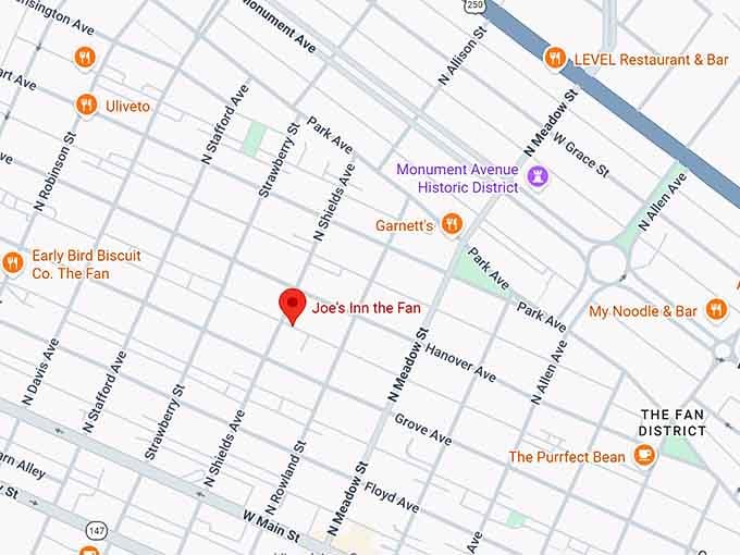 16. joe's inn the fan map